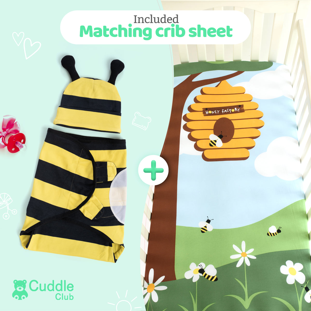 Bee Swaddle + Crib Sheet Bundle